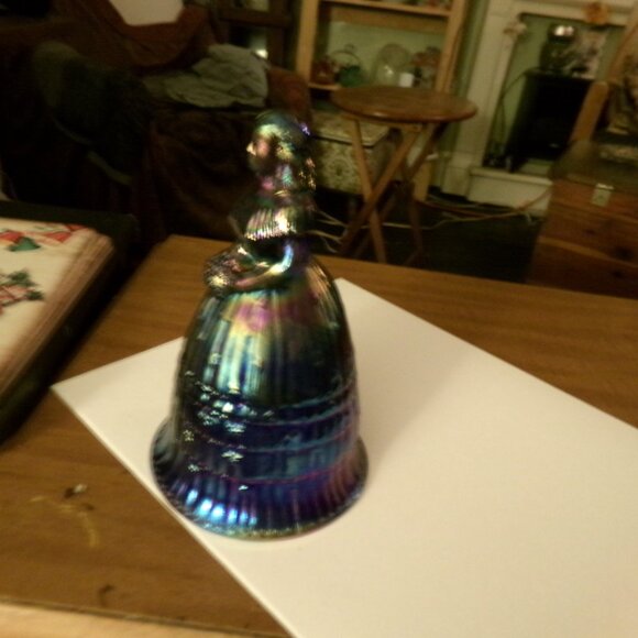None | Accents | Vintage Blue Iridescent Glass Bell Lady Figure | Poshmark